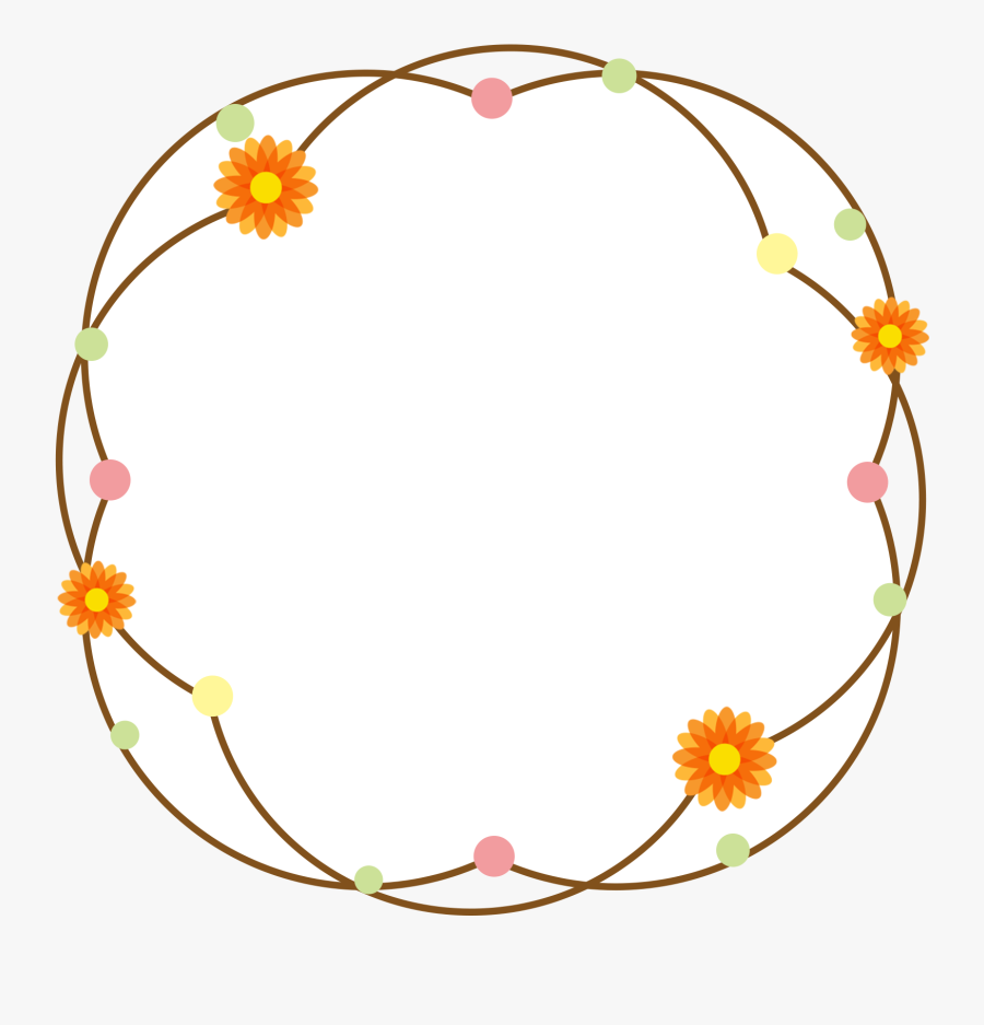 Floral Border Cartoon Cute Fresh Png And Psd Clipart - Circle , Free ...