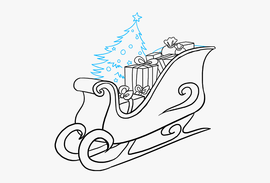 How To Draw Santa"s Sleigh - Line Art , Free Transparent Clipart ...
