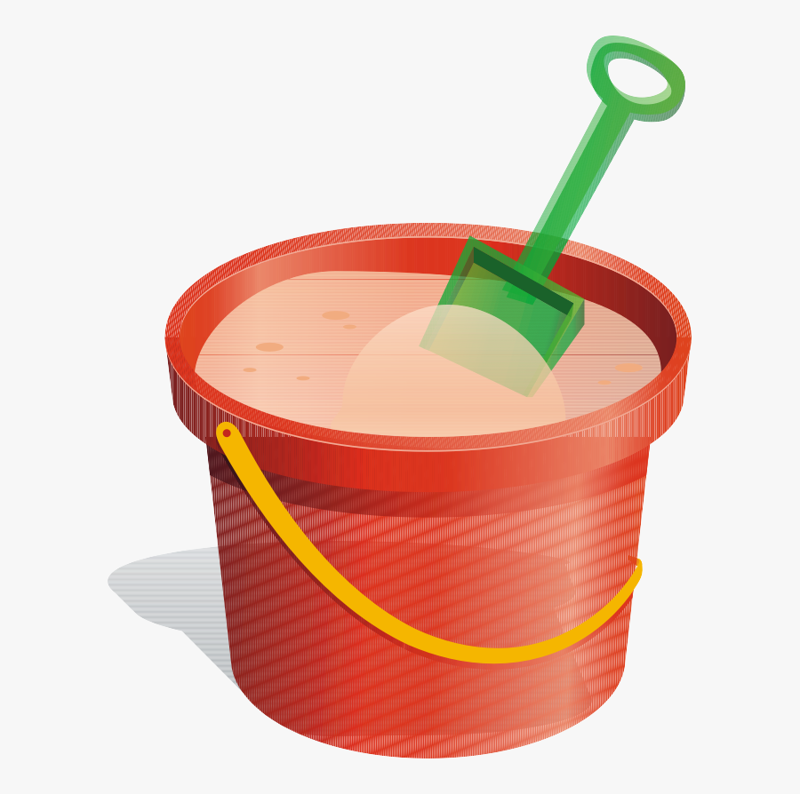 Bucket And Spade Sand Clip Art - Cartoon Bucket Of Sand , Free ...