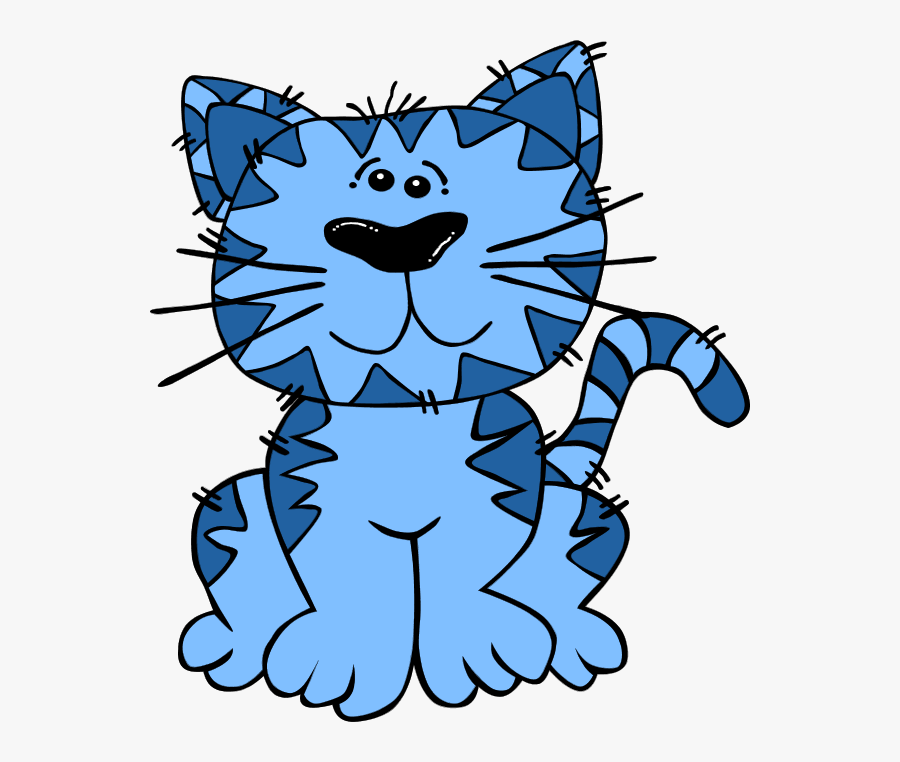 Blue Cat Clipart - Cartoon Cat With Transparent Background , Free ...