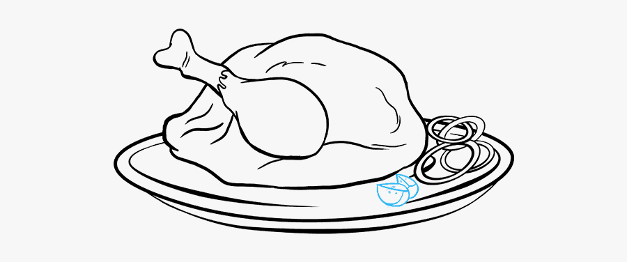How To Draw Turkey Dinner - Line Art , Free Transparent Clipart ...