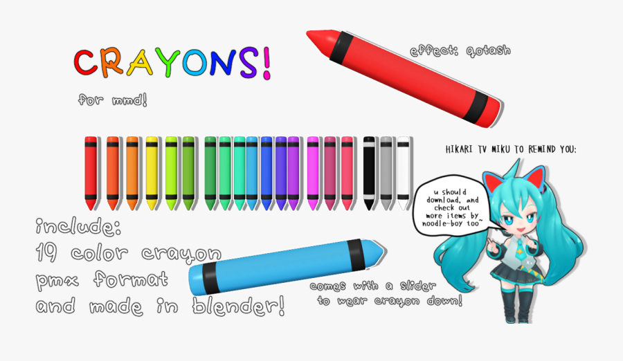 Mmd Dl Colors By Kawaii Noodle Boy - Mmd Crayon , Free Transparent ...