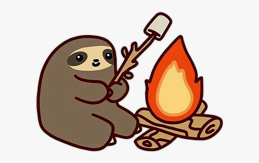 Sloth Fire Animal Marshmallow Camping Tumblr - Campfire Sloth , Free ...