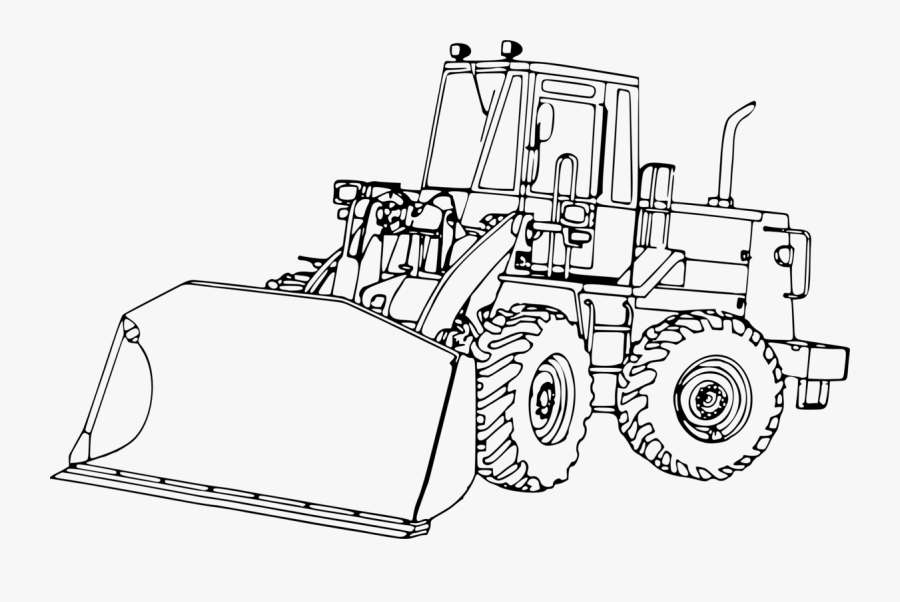 Line Art,angle,line - Black And White Front Loader Tractor , Free ...