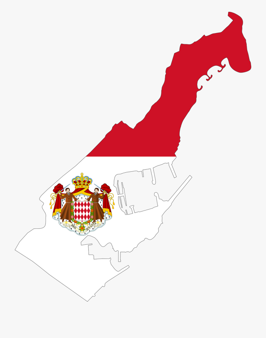 Monaco Map Flag With Coat Of Arms - France Monaco Map Clipart , Free ...