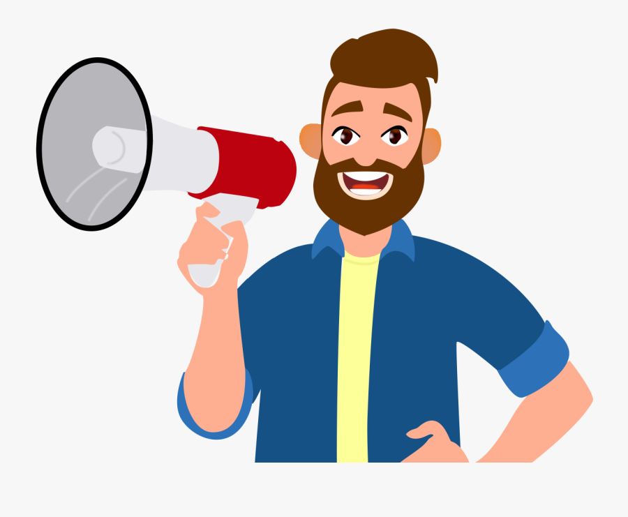 Man With A Megaphone Flat Illustration Icon Vector - Cartoon Man With ...