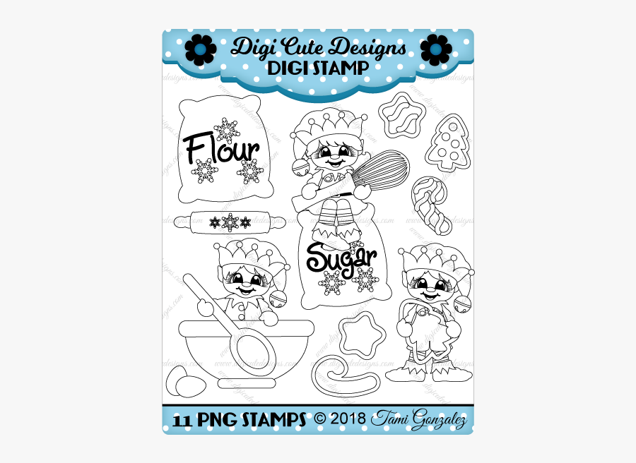 Christmas Cookie Elves Digi Stamp-christmas, Baking, - Candy Corn ...