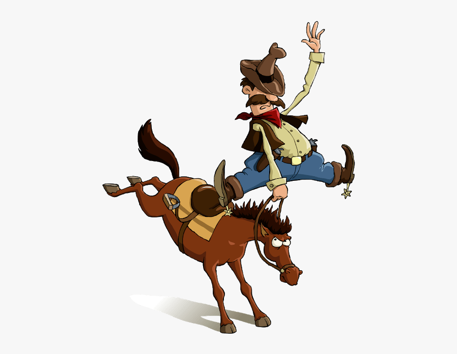 Funny Cartoon Cowboy On Horse , Free Transparent Clipart - ClipartKey