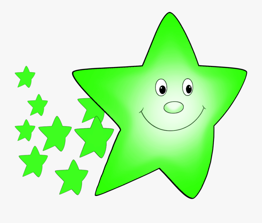 Green Flying Cute Star - Transparent Background Star Cartoon Png , Free ...