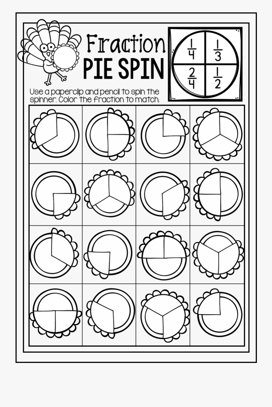 Fraction Clipart Pie - Worksheet , Free Transparent Clipart - ClipartKey