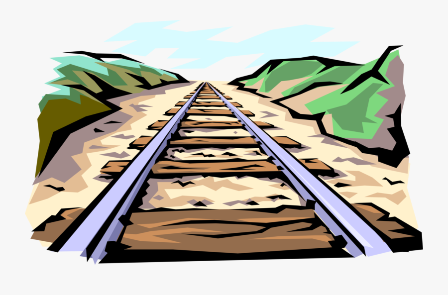 Vector Illustration Of Railway Train Rail Tracks Clipart - Railway ...