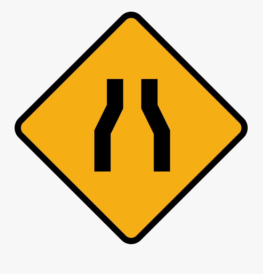 Diamond Road Sign Road Narrows - Deer Crossing Sign Clip Art , Free ...
