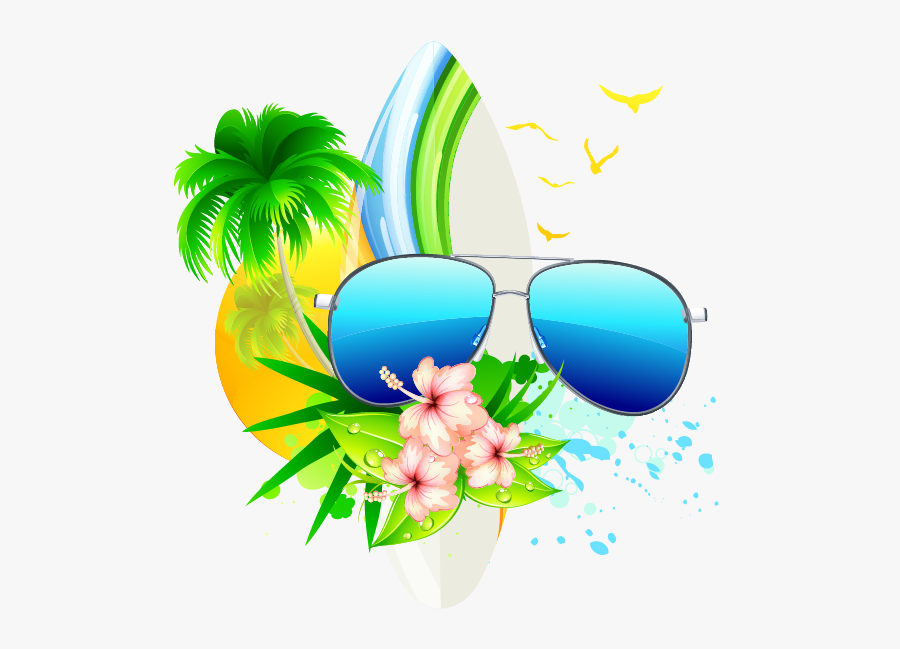 Summer Clipart Sunglasses - Tropical Clipart Background Png , Free ...