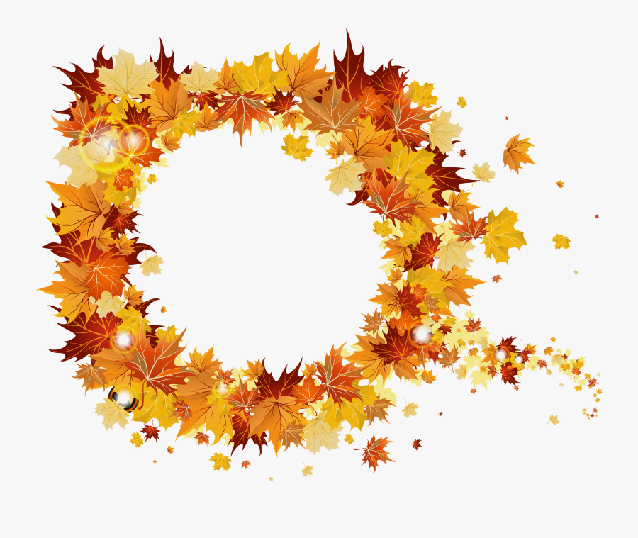 Transparent Fall Round Vector Frame - Autumn Leaves Wreath Png , Free ...