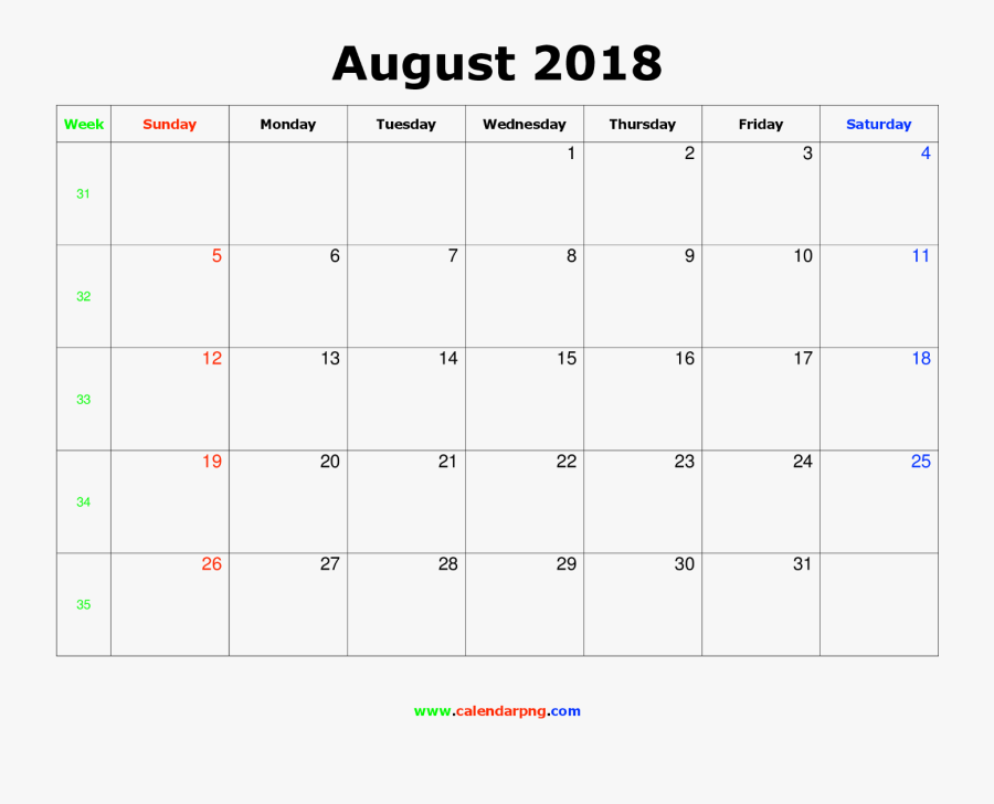 Transparent August Calendar Clipart - Calendar , Free Transparent ...