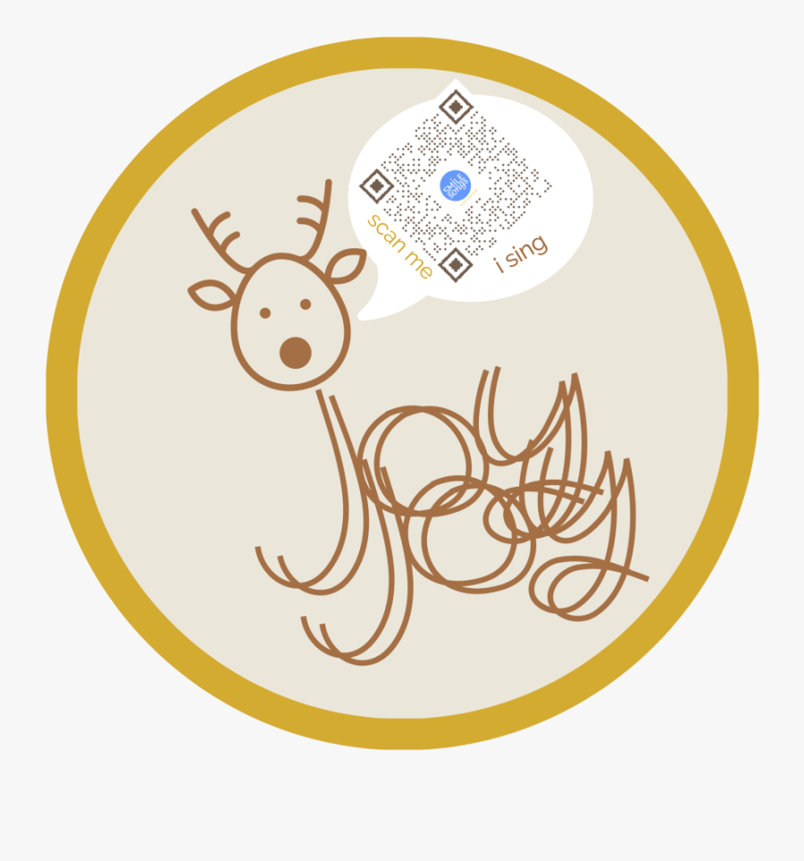 Ecru Round Sticker With Brown Reindeer Made Of Joy - Circle , Free ...