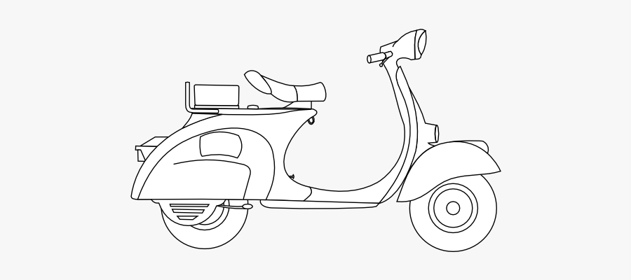 Vespa Black White Line - Coloring Page Vespa , Free Transparent Clipart ...