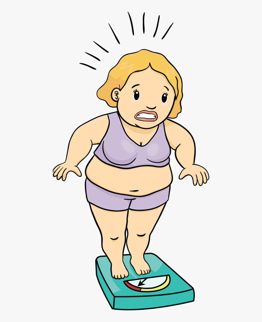 Weight Clipart Weight Control - Lady On Weighing Scale , Free ...