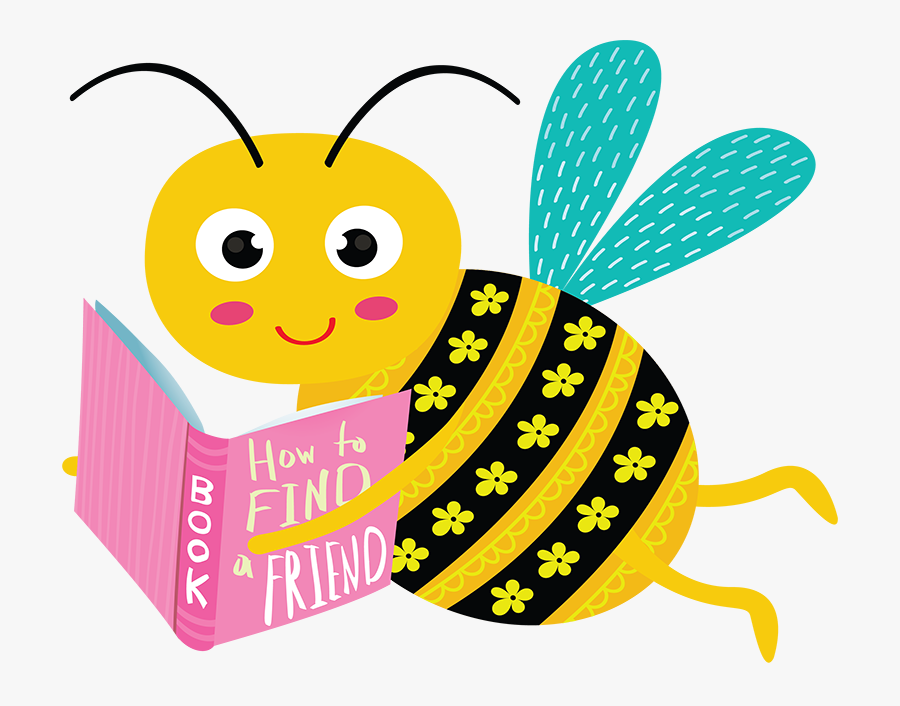 Smiling Cartoon Bee With Book , Free Transparent Clipart - ClipartKey