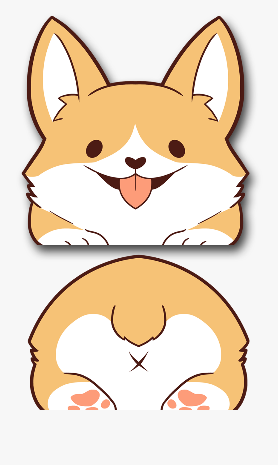 Image Of Corgi Sploot Peeker Double Set Vinyl Sticker - Cartoon , Free ...