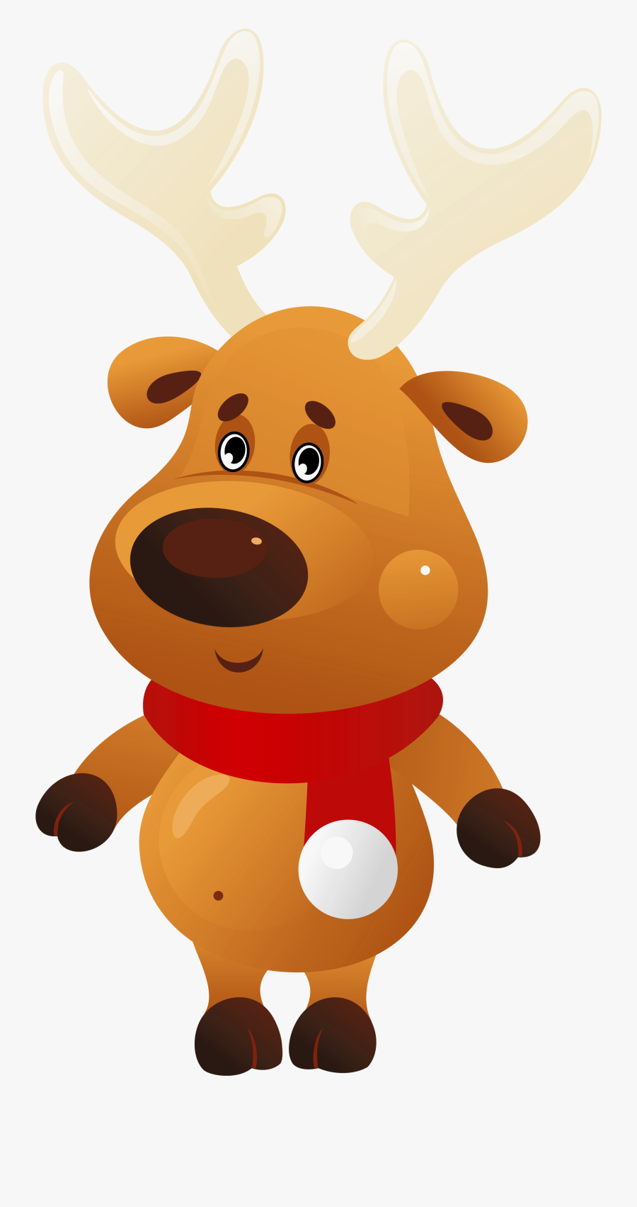 Cute Christmas Reindeer With Red Scarf Png Clipart - Cute Reindeer ...