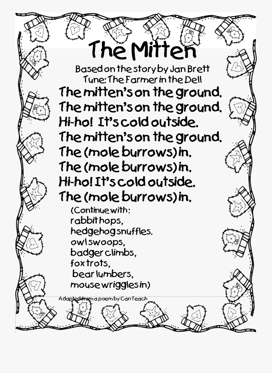 Snow Clipart Mitten - Mitten Jan Brett Poem , Free Transparent Clipart ...