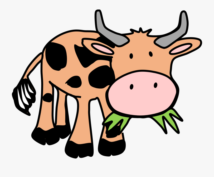 Farm Animals Clip Art - Cartoon Cows Eating Grass , Free Transparent ...