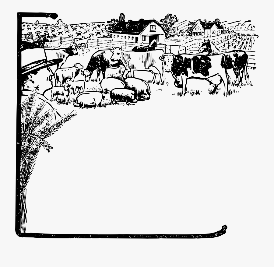 Animals Frame Medium Image - Black And White Clip Art Farm , Free ...