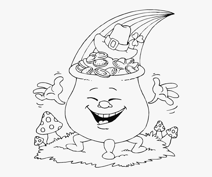 Pot Of Gold Coloring - Cartoon , Free Transparent Clipart - ClipartKey