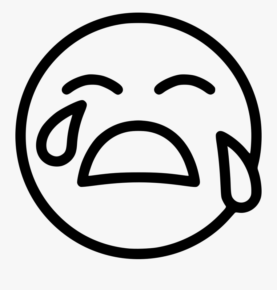 Transparent Cry Clipart Black And White - Cry Face Emoji Black And ...