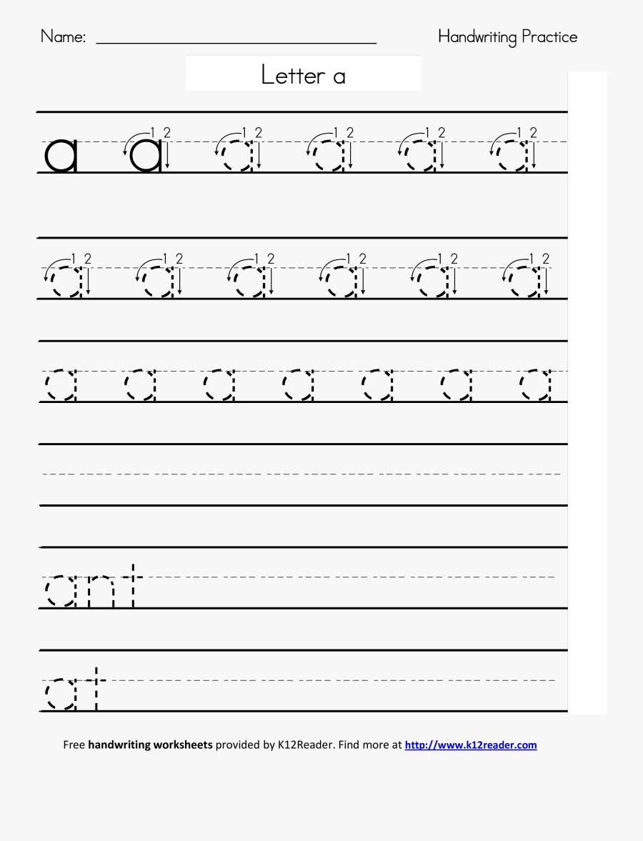 Clip Art Hand Writing Practice - Letter A Worksheets , Free Transparent ...