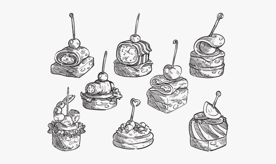 Free Hand Drawn Canapes Vectors - Canapes Sketch , Free Transparent ...