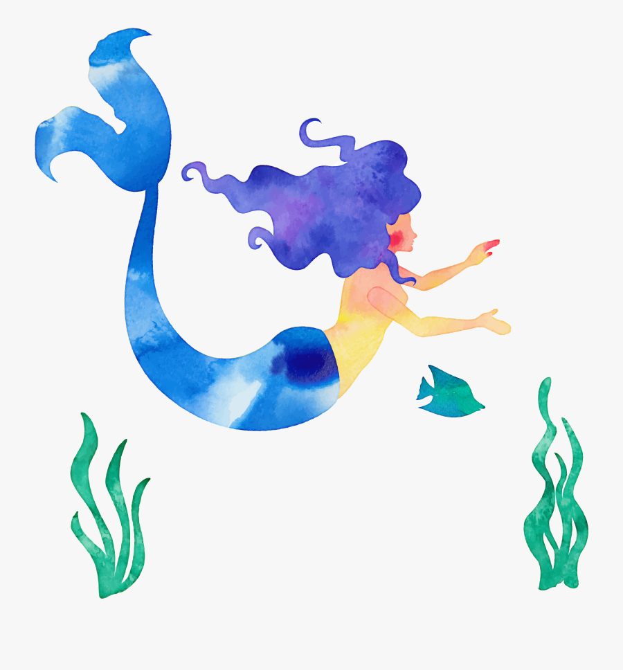 The Little Mermaid Cartoon Illustration - Transparent Mermaid Cartoon ...