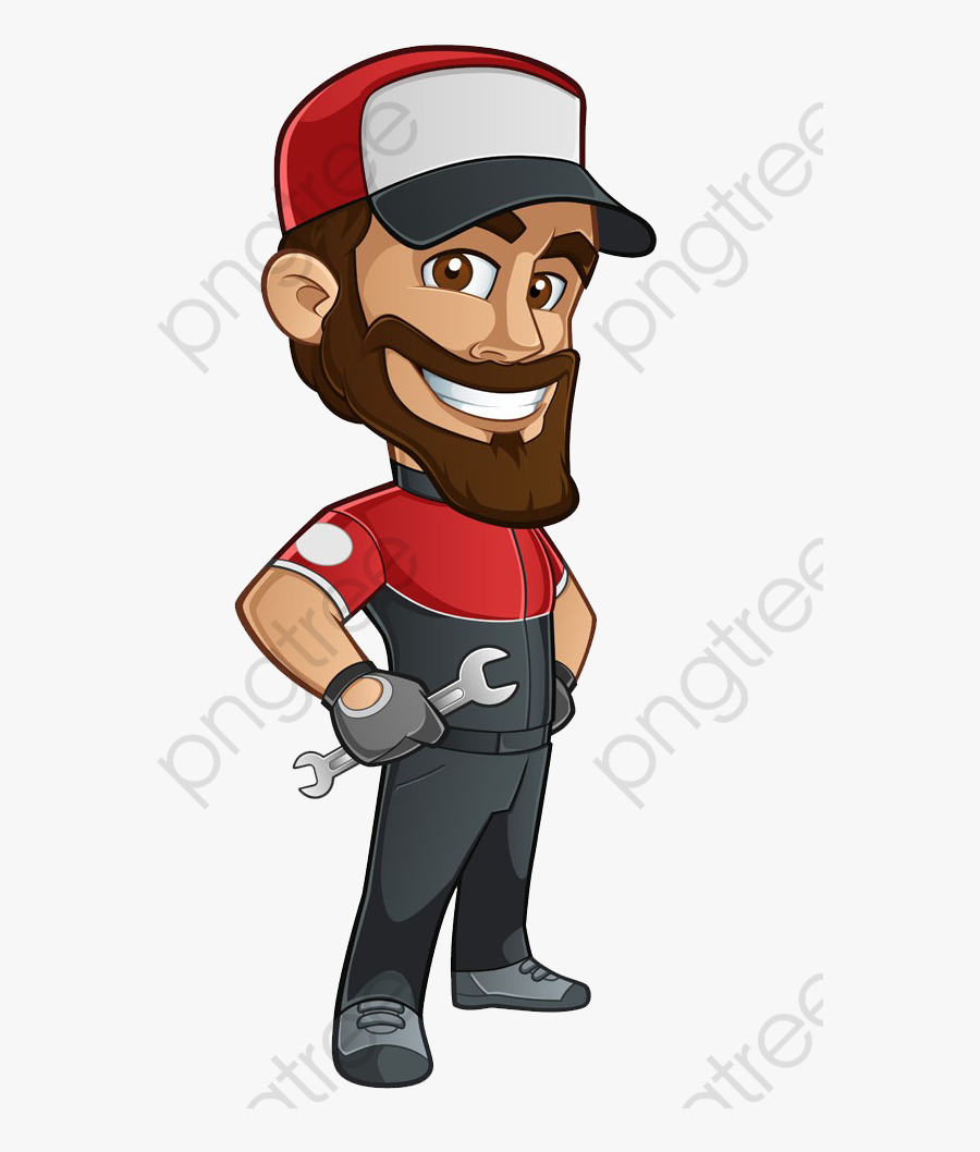 Cartoon Maintenance Worker, Cartoon Clipart, With Red - Bearded ...