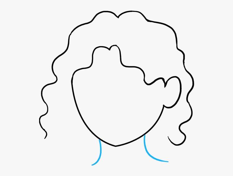 How To Draw Curly Hair - Line Art , Free Transparent Clipart - ClipartKey
