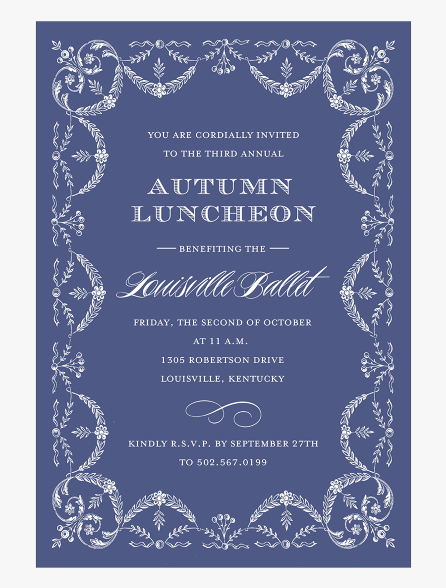 Clip Art Blue Garland Border Invitation - Calligraphy , Free ...