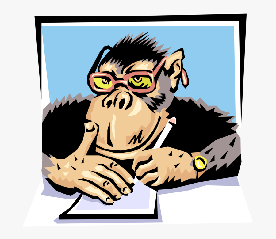 Transparent Chimpanzee Png - Monkey Writing Clip Art , Free Transparent Clipart - ClipartKey