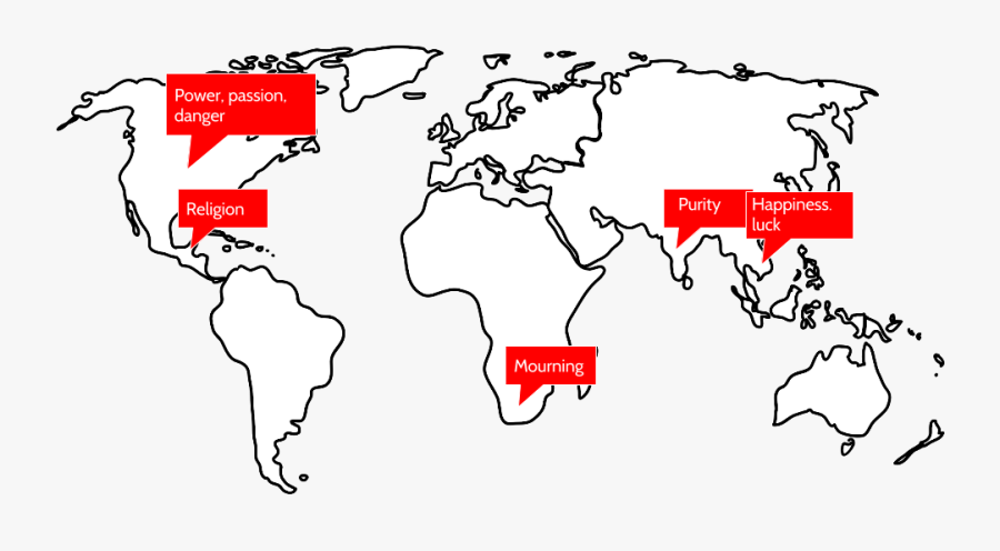 Meanings Of The Color Red Around The World - World Map Outline Png ...