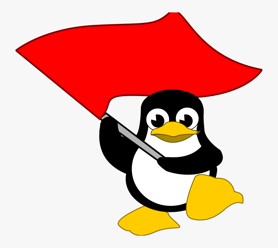 Penguin Waving Flag Clipart , Png Download - Penguin Holding A Red Flag ...