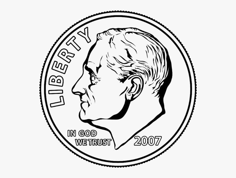 Dime Clip Art Black And White Dime Penny Coin PNG, Clipart, Black And