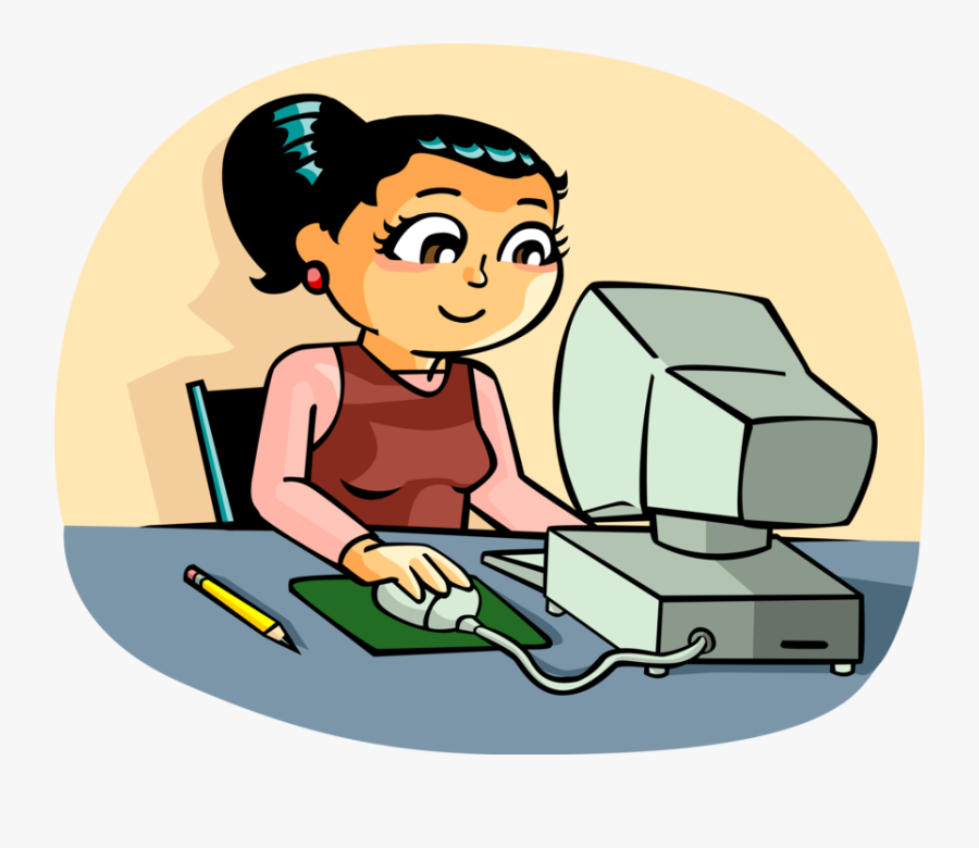 Vector Illustration Of Secretary Checks Online Shopping - Sekretär ...