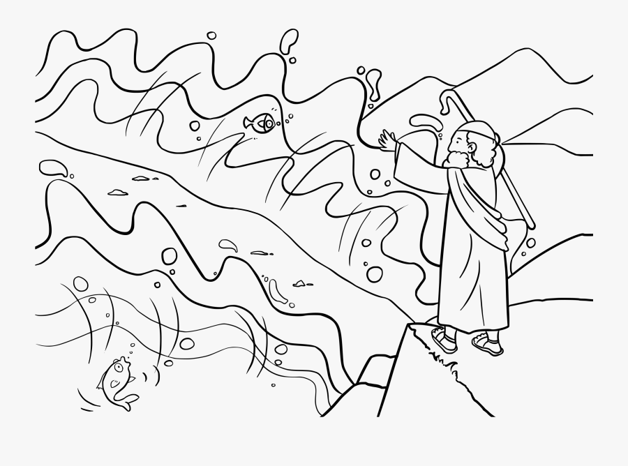Moses And The Red Sea Coloring Sheet , Free Transparent Clipart ...