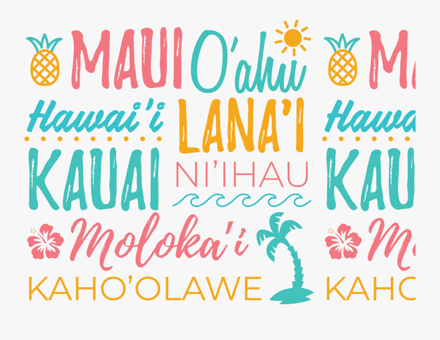 Hawaiian Island Text Design Maui Kauai Oahu Palm Trees , Free ...