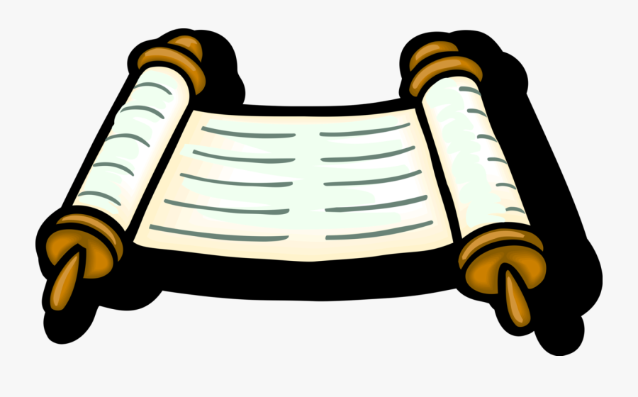 Vector Illustration Of Jewish Hebrew Sefer Torah Scroll - Transparent Torah Clip Art , Free ...