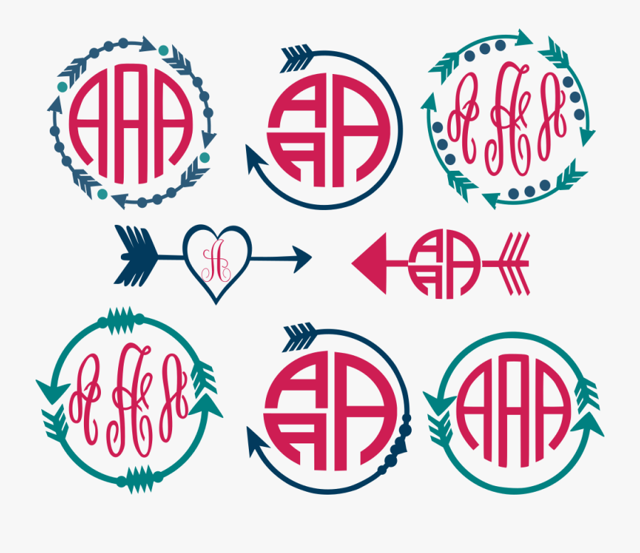 Arrow Circle Monogram Frame Cut Files - Double Arrow Circle Monogram ...