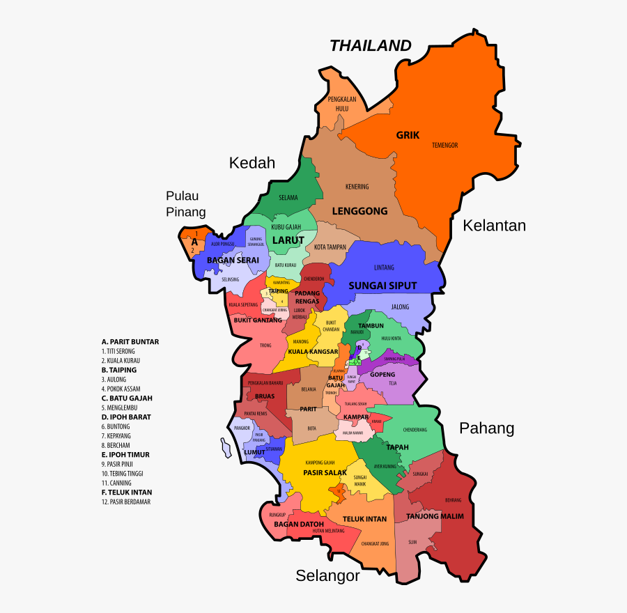 Clipart Legislative Update - Map Of Perak Districts , Free Transparent ...