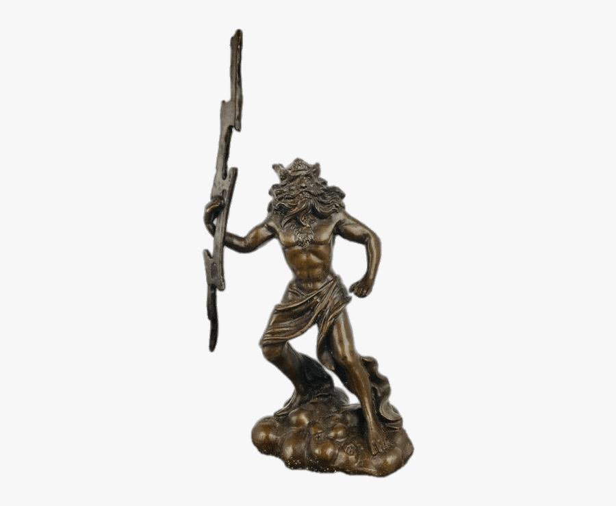 Zeus Holding Thunderbolt Bronze Sculpture - Zeus Statue Transparent ...