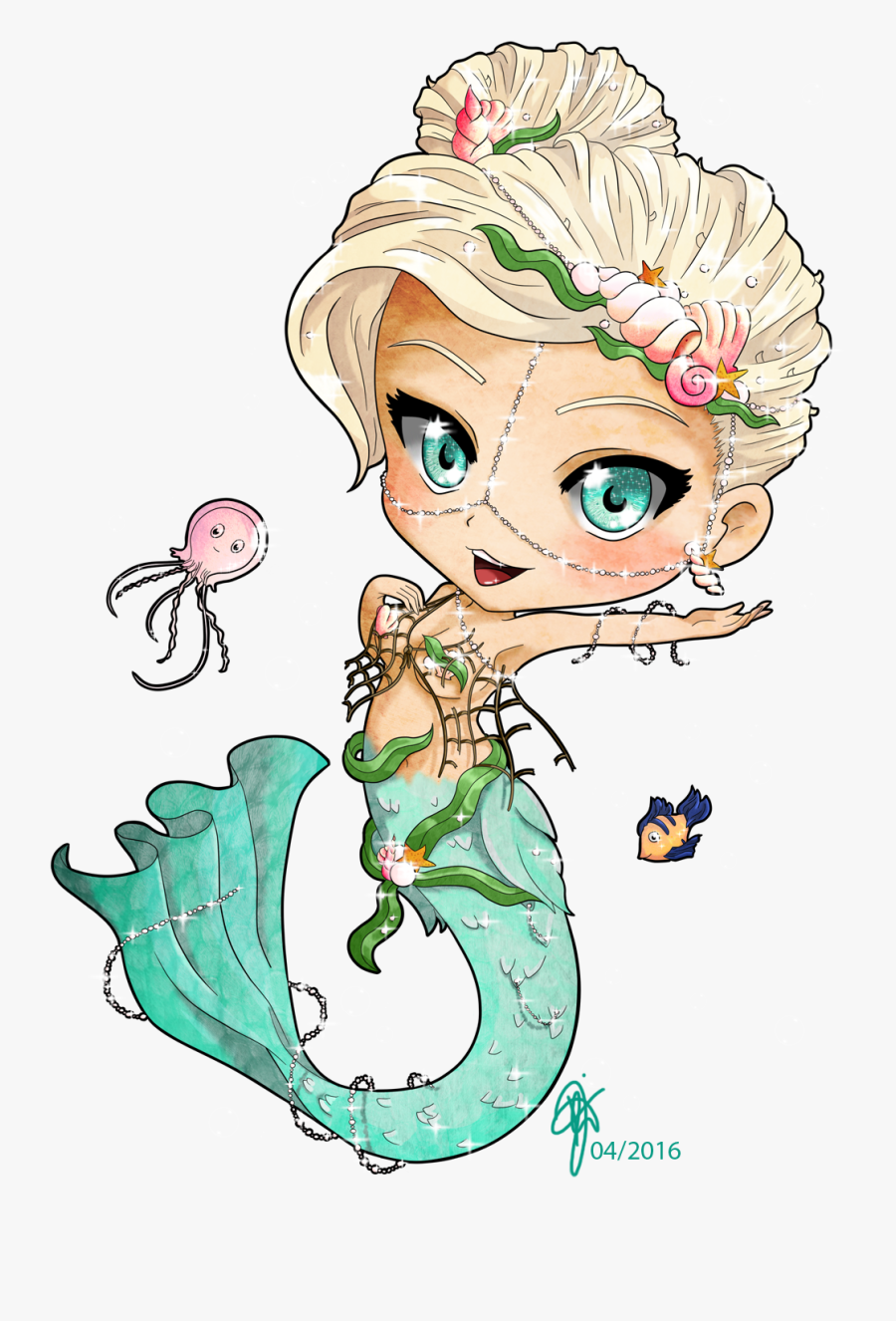 Mermaid Tail Clipart Animated - Mermaid Chibi , Free Transparent ...
