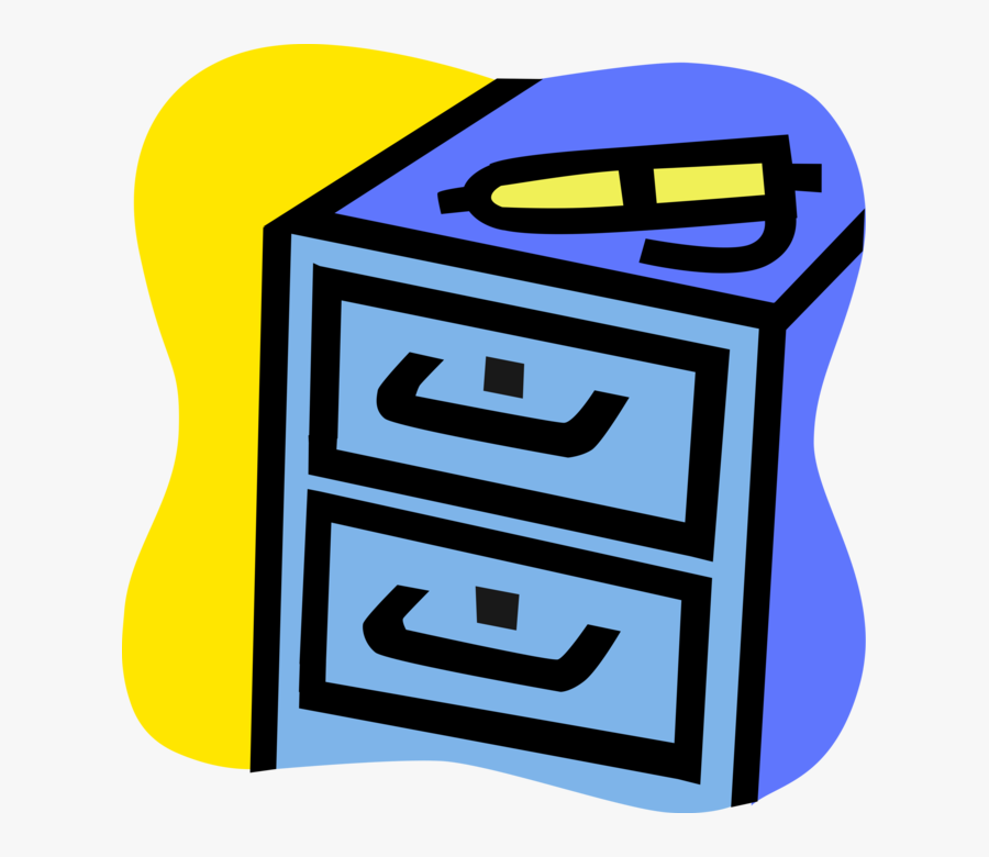 Vector Illustration Of Filing Cabinet Office Furniture , Free ...