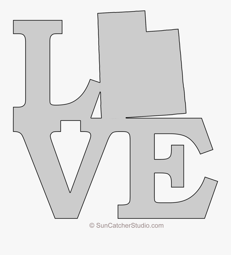 Utah Love Map Outline Scroll Saw Pattern Shape - Cross , Free ...